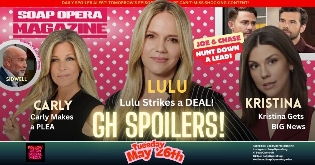 GENERAL HOSPITAL SPOILERS - TUESDAY, MAY 26: Lulu Spencer And Dante ...